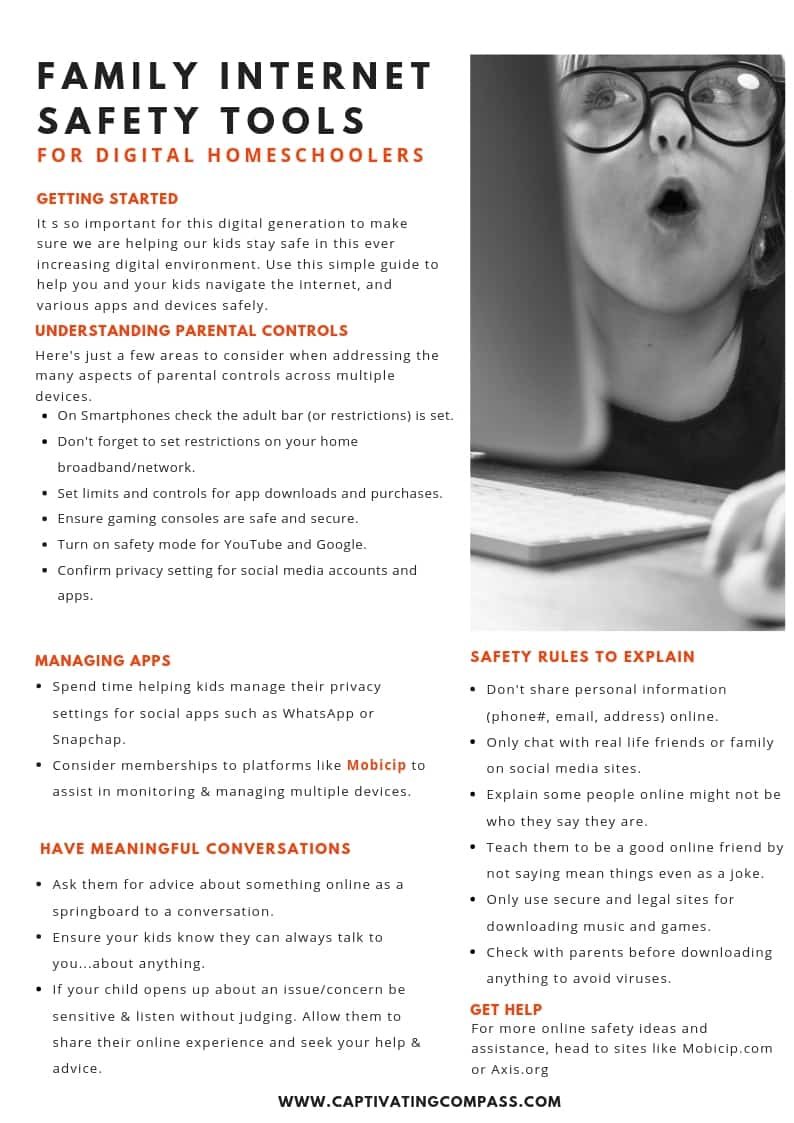 Internet Safety Tools For Homeschoolers - FREE Printable