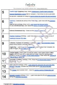 Hello January! Calendar of Famous People & Fun Learning