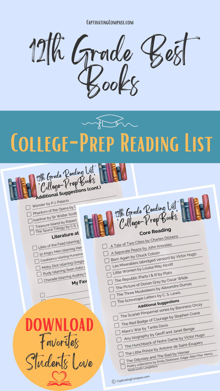 12th Grade Reading List: College-Prep For Homeschoolers | Captivating ...